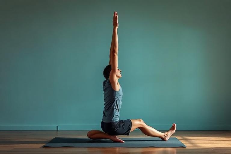 Person performing the sitting rising test functional fitness assessment